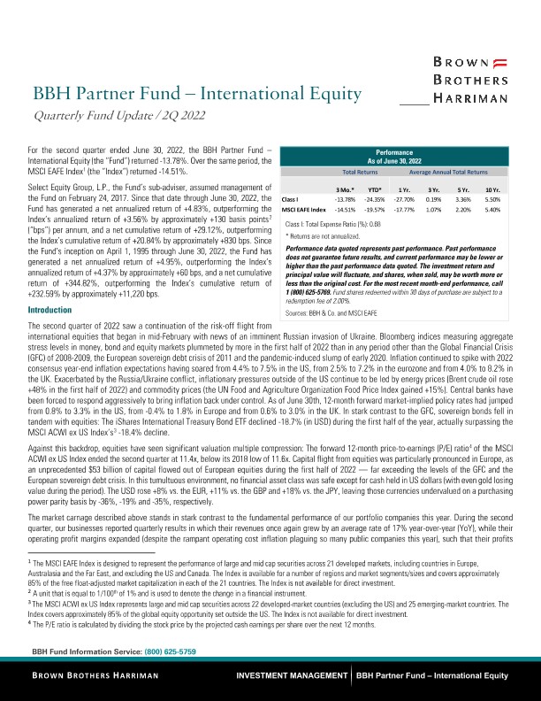 Bbh Partner Fund International Equity Quarterly Commentary Q2 2022